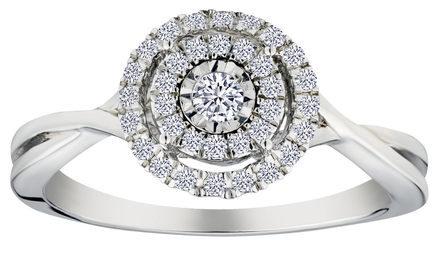 .26 Carat of Lab Grown Diamonds Double Halo "Miracle" Ring, Silver ...