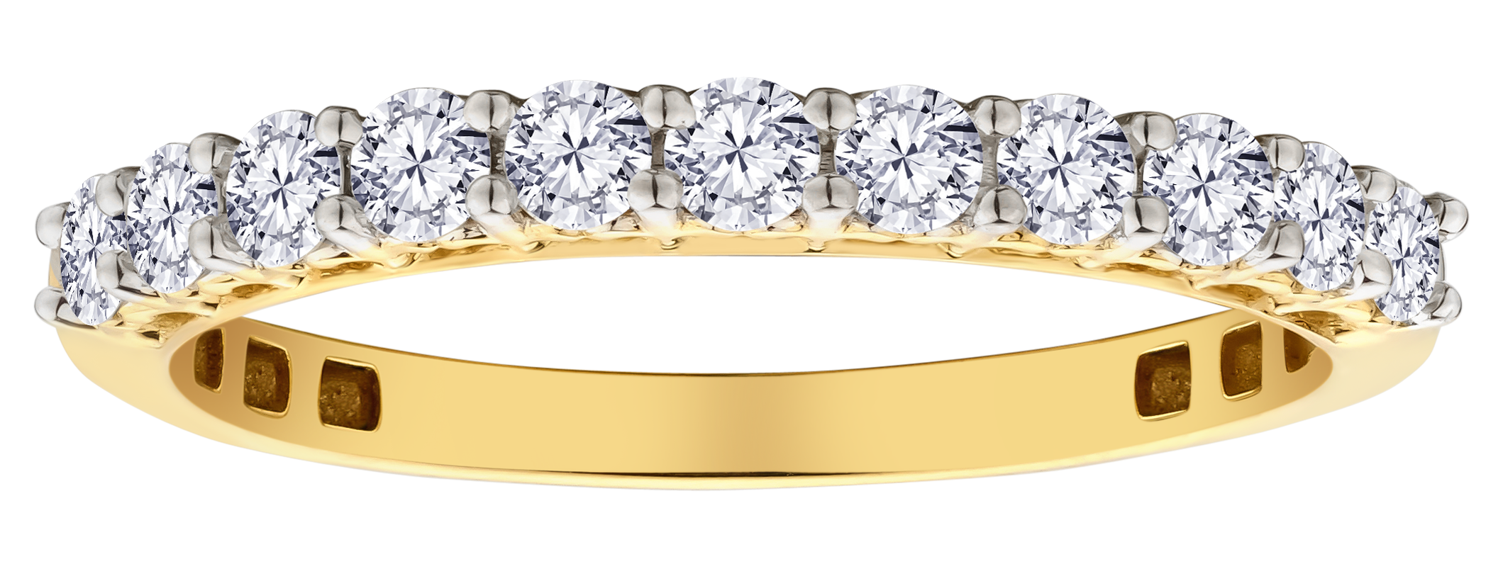 .50 Carat of Lab Grown Diamonds Half Eternity Ring, 10kt Yellow Gold ...